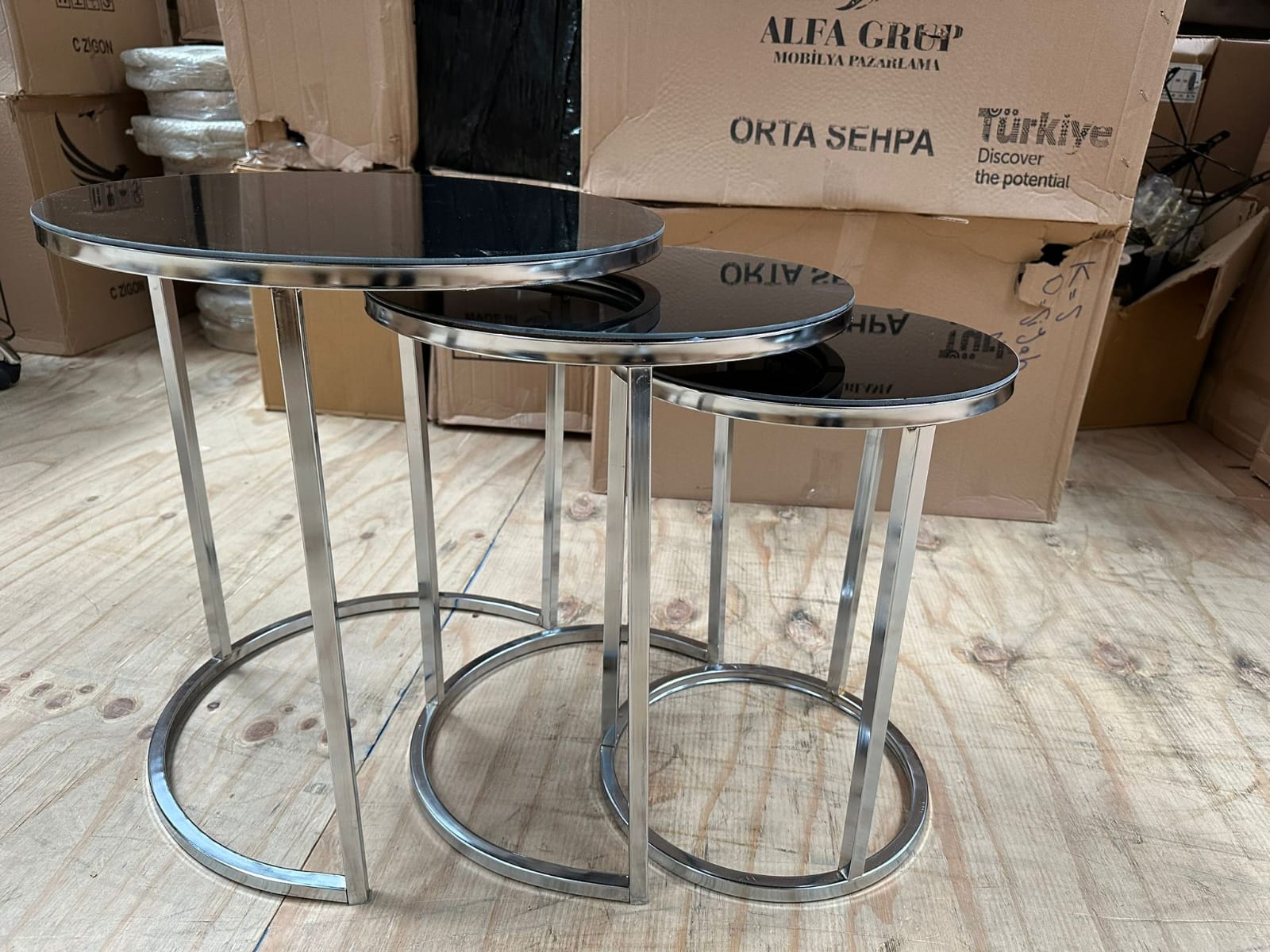 Silver coffee table set of 3 store